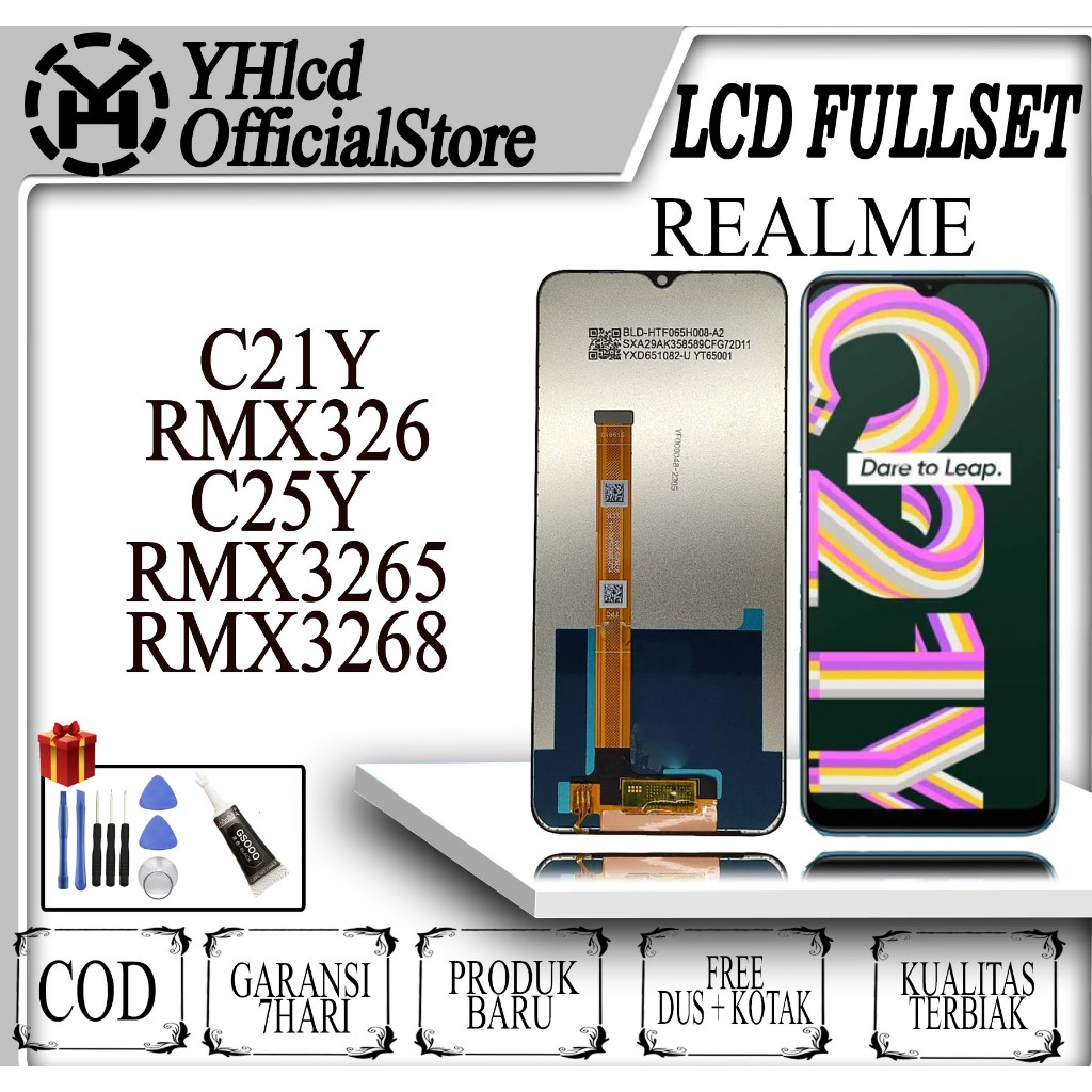 Jual LCD Touchscreen Realme C21Y/C25Y RMX3261-RMX3263 Original Fullset + free lem | Shopee Indonesia