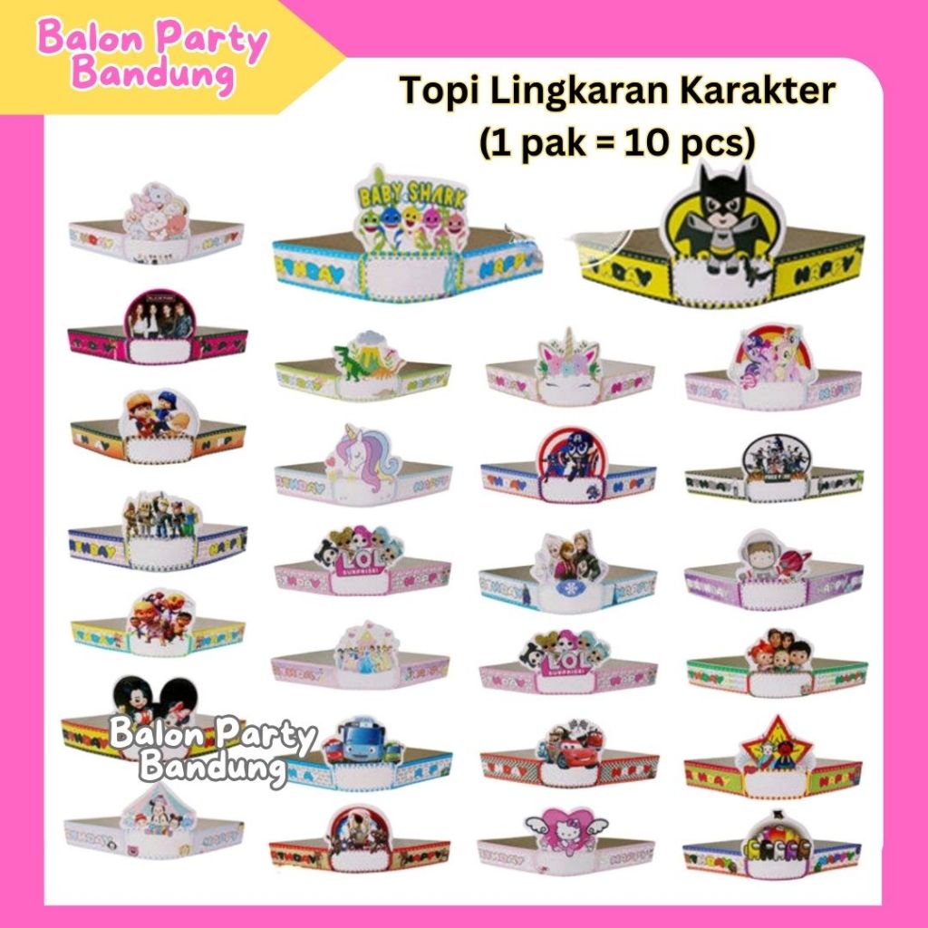 Jual [ 1 Pak = Isi 10 Pcs ] Topi Lingkaran Ulang Tahun / Perlengkapan ...