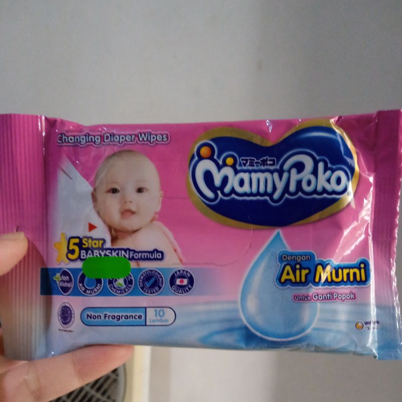 Jual Mamypoko changing diaper wipes tissue basah bayi isi 10 non ...