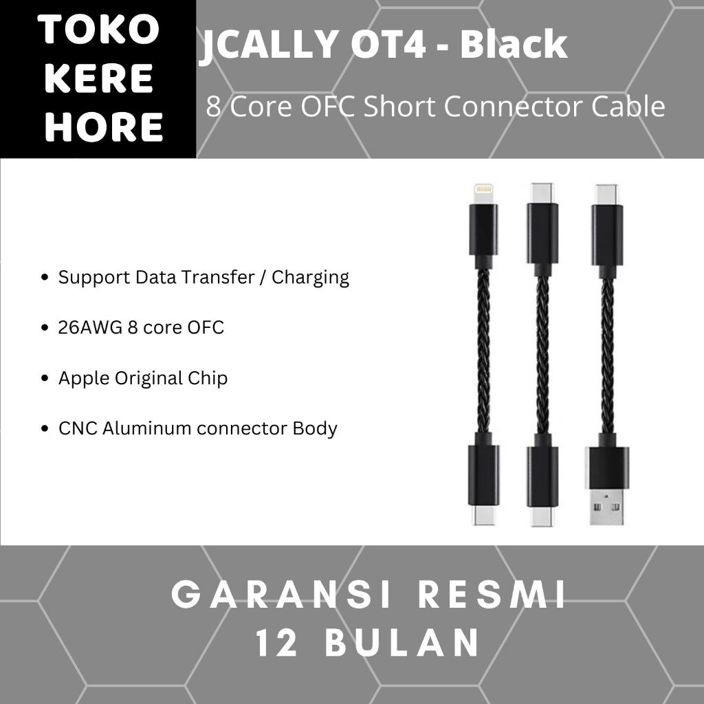Jual JCALLY OT4 OT04 Black USB type C Lightning Short Cable for USB Dongle | Shopee Indonesia