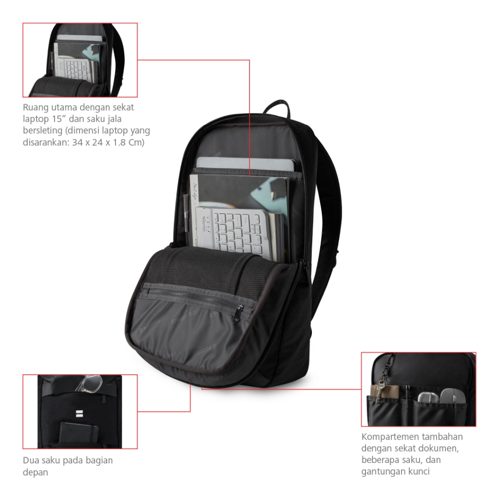 Jual Bodypack Hobart Laptop 15 Inch Bag Tas Ransel Kerja Kuliah Sekolah ...