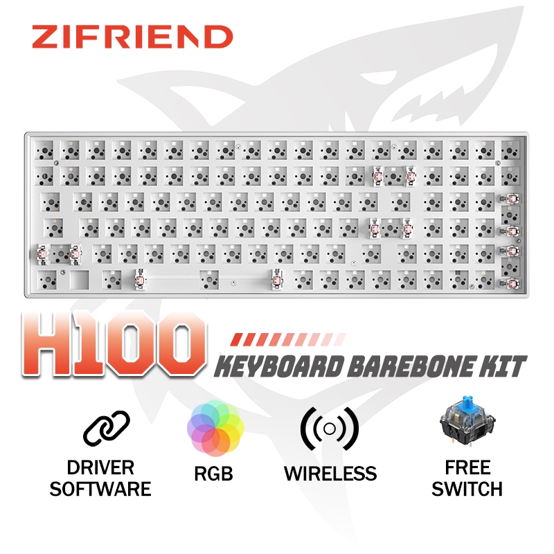Jual ZIFRIEND H100 Triple Connection Wireless Keyboard Barebone Kit ...