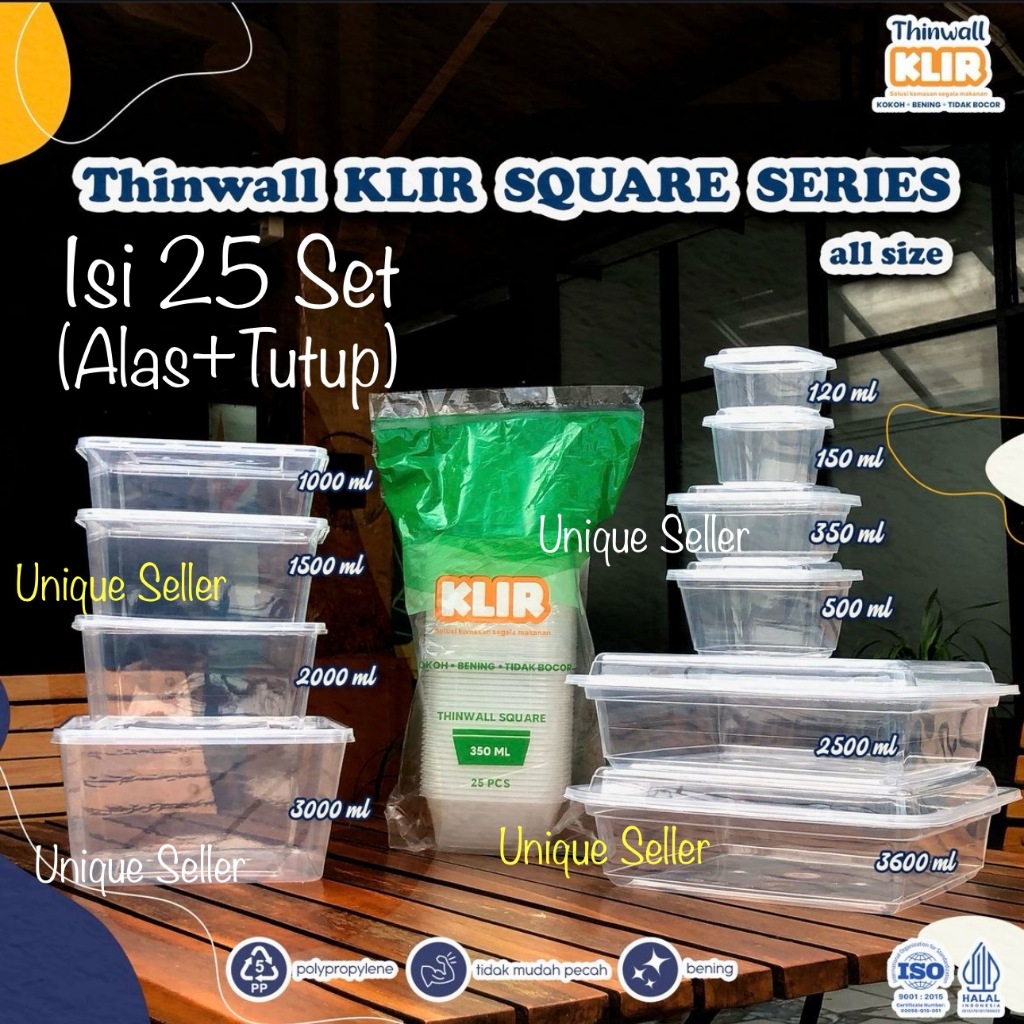 Jual [Isi25] Thinwall Square 1000 ml KLIR / Thinwall Thinwal Persegi ...