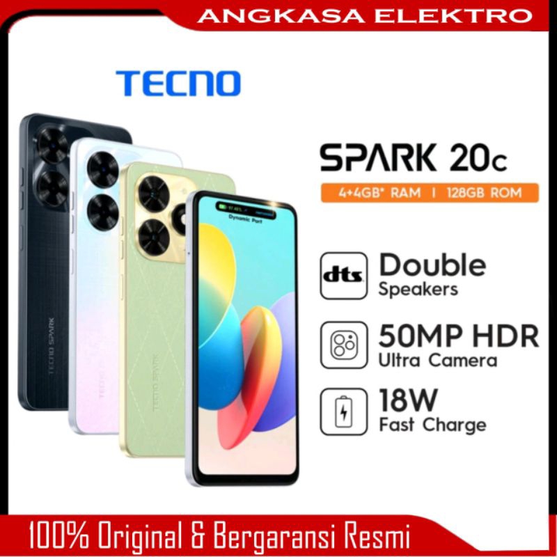 Jual HP TECNO SPARK 20C 8GB+128GB 4GB+128GB, Stereo Dual Speaker - Garansi Resmi 1 Tahun ...