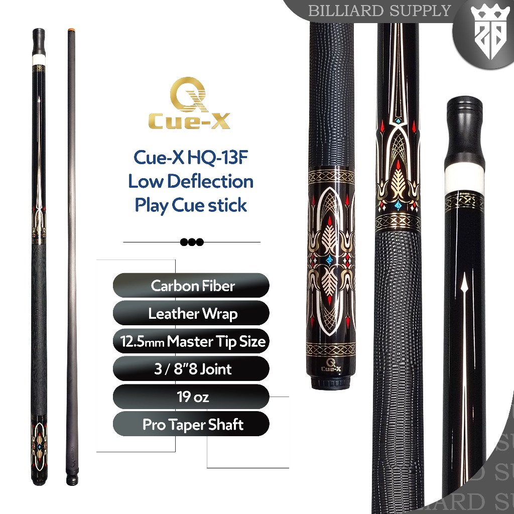 Jual Cuppa x Cue-X Premium HQ-12F Play Cue Stick Carbon Low Deflection ...