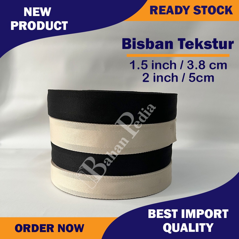 Jual [Roll 45mtr] Tali Webbing Bisban Tekstur Motif Salur Pinggir 3.8cm ...