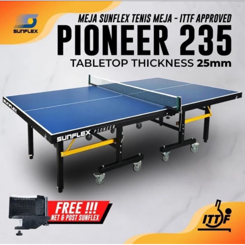 Jual Tenis Table Meja Pingpong SUNFLEX Pioneer 235 ittf approved MDF 25mm Original 100% Original ...