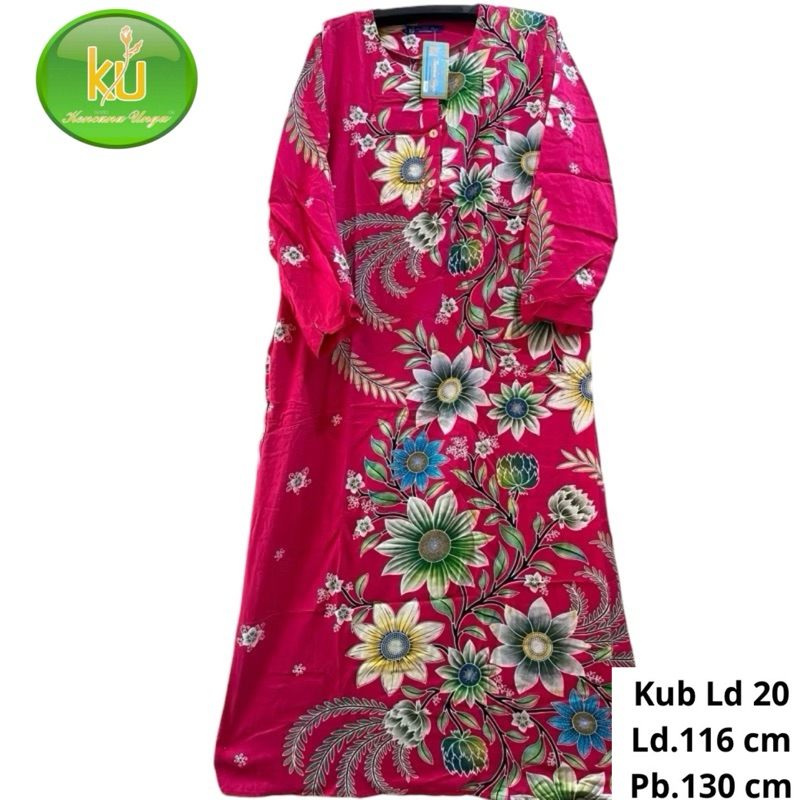 Jual COD| Batik Kencana Ungu Original Label Biru Longdress Lengan Panjang Motif Bunga Terbaru ...