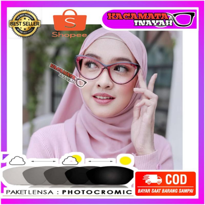 Jual Kacamata Cat eye wanita Anti radiasi | kacamata photocromic antiradisi | frame kacamata ...