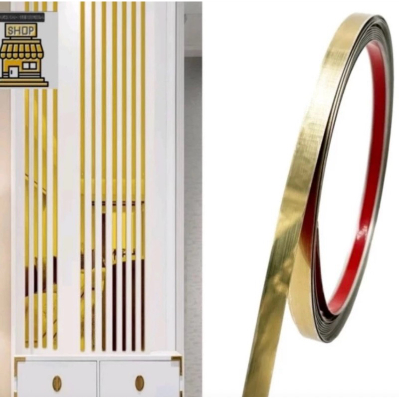 Jual List Plat Strip Mirror Gold HUBEN / Strip Cermin 3D Berperekat ...