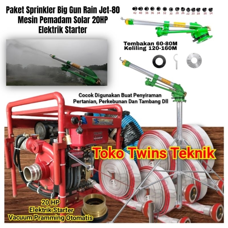 Jual Paket Sprinkler Jet-80 Komplit Selang 150M Mesin Pemadam Solar ...