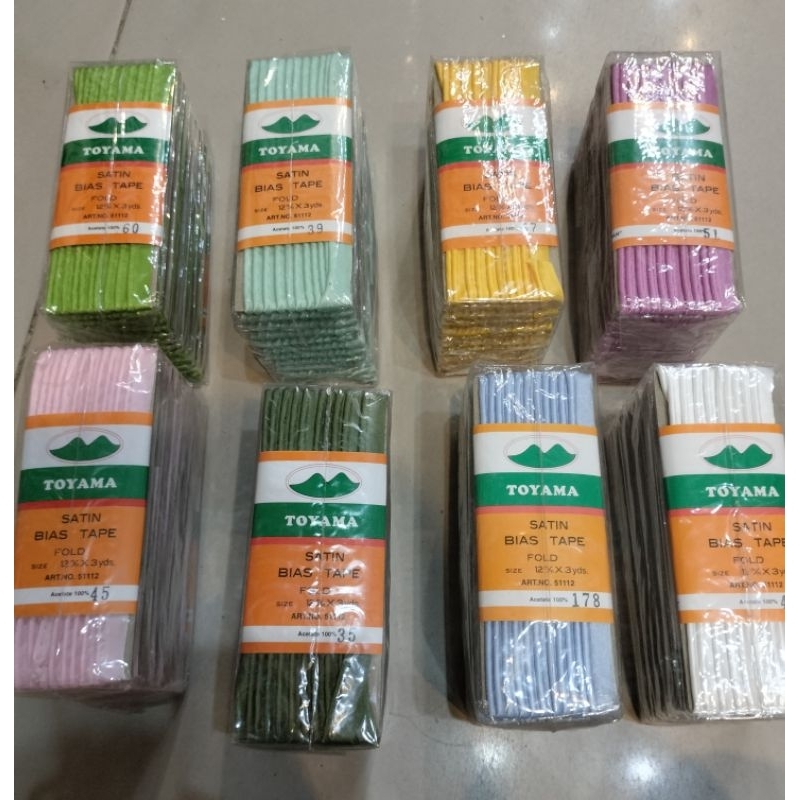 Jual ( 12 mm/ 3 yard ) ECER BISBAN ISI MERK TOYAMA / BIAS TAPE FOLD ...