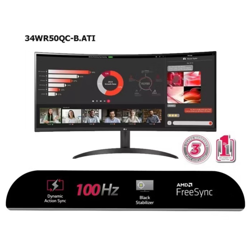 Jual LG UltraWide Curved 34WR50QC-B 34" 21:9 100Hz Layar Lengkung ...