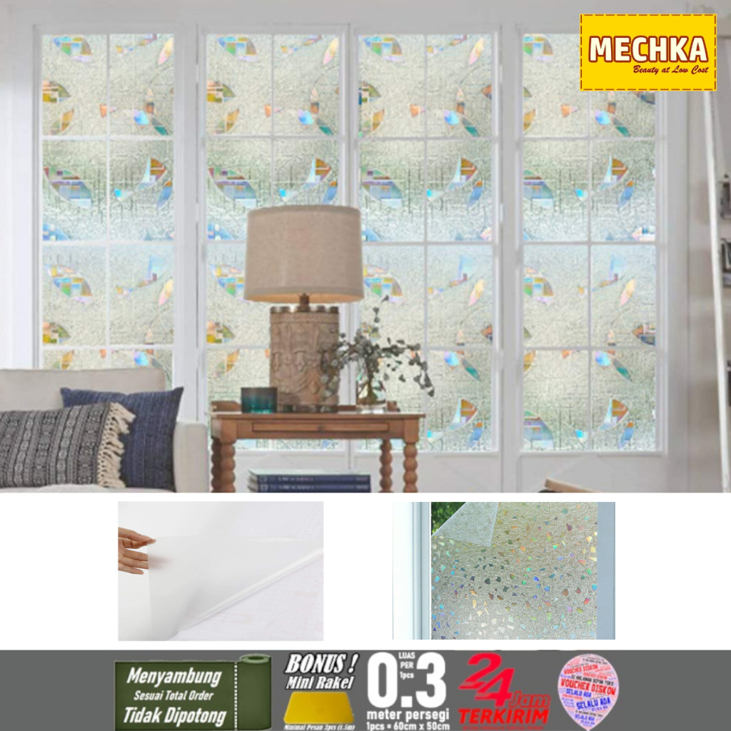 Jual Mechka Sandblast /50cm Stiker Sticker Wallpaper Kaca Es Buram Blur ...