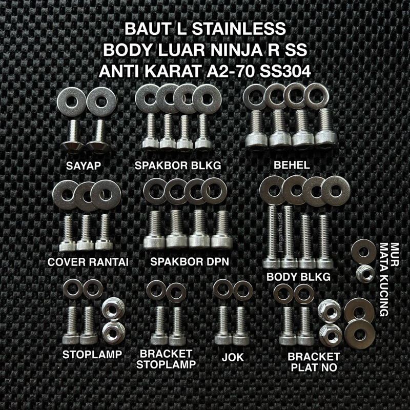Jual BAUT L STAINLESS BODY LUAR NINJA R SS ASLI STAINLESS 100% ANTI ...