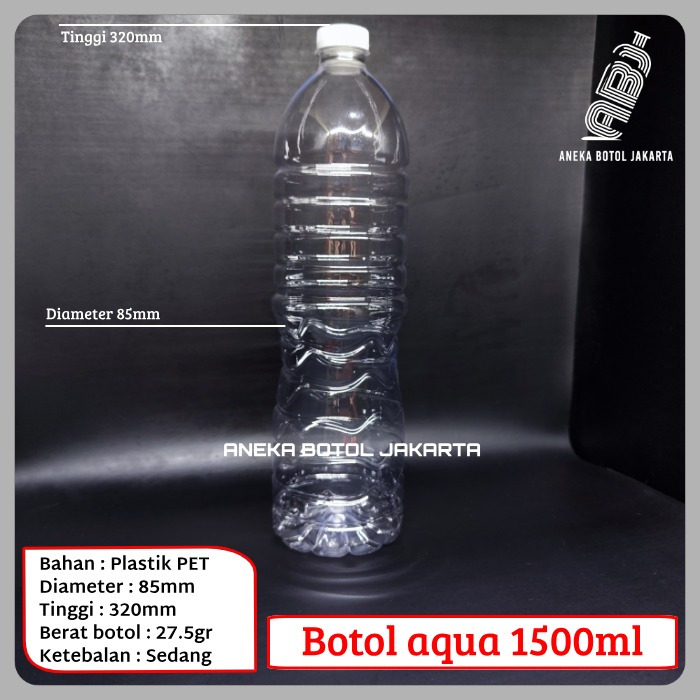 Jual Botol plastik 1500ml tutup SN 27,5gr / Botol aqua 1,5 liter SN ...