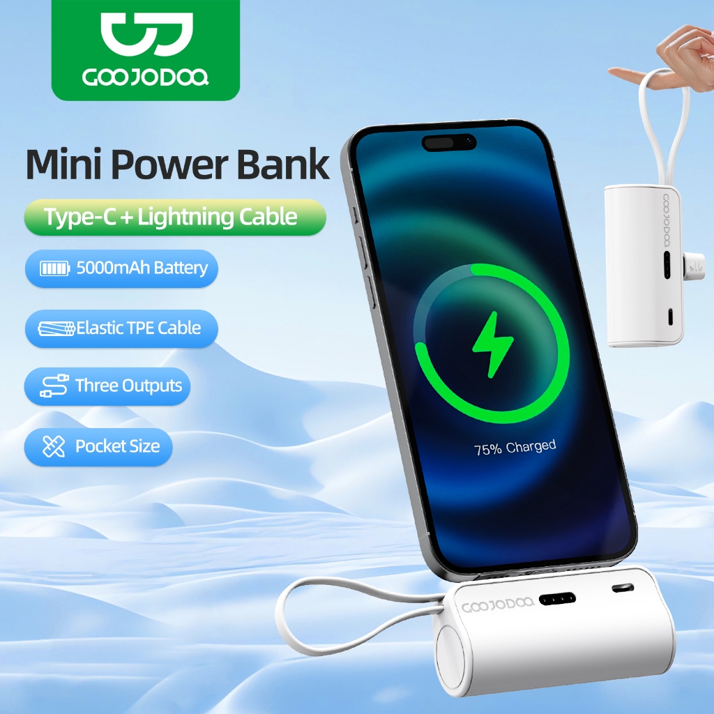 Jual GOOJODOQ 5000mAh Mini Power Bank Emergency Phone Charger Type C ...