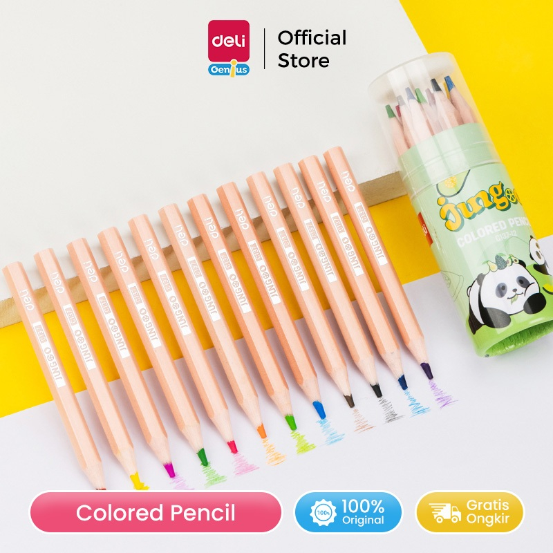Jual Deli Genius Coloring Pencil / Pensil Warna Mini 12 Warna Panda Lucu EC137 | Shopee Indonesia