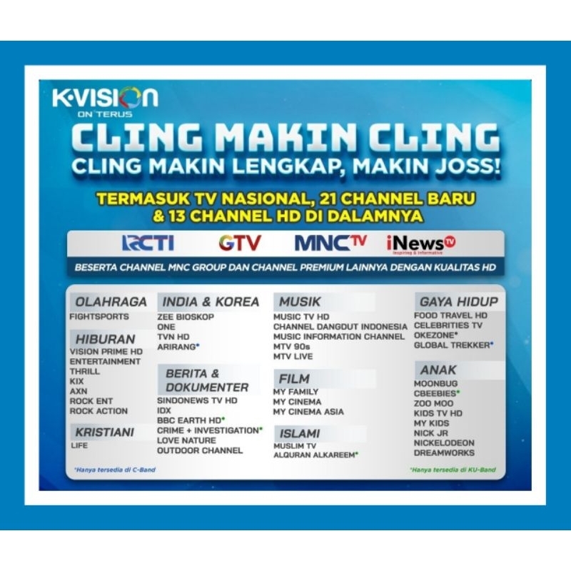 Jual PAKET CLING TV LOKAL RECEIVER TV K VISION 1 TAHUN | Shopee Indonesia