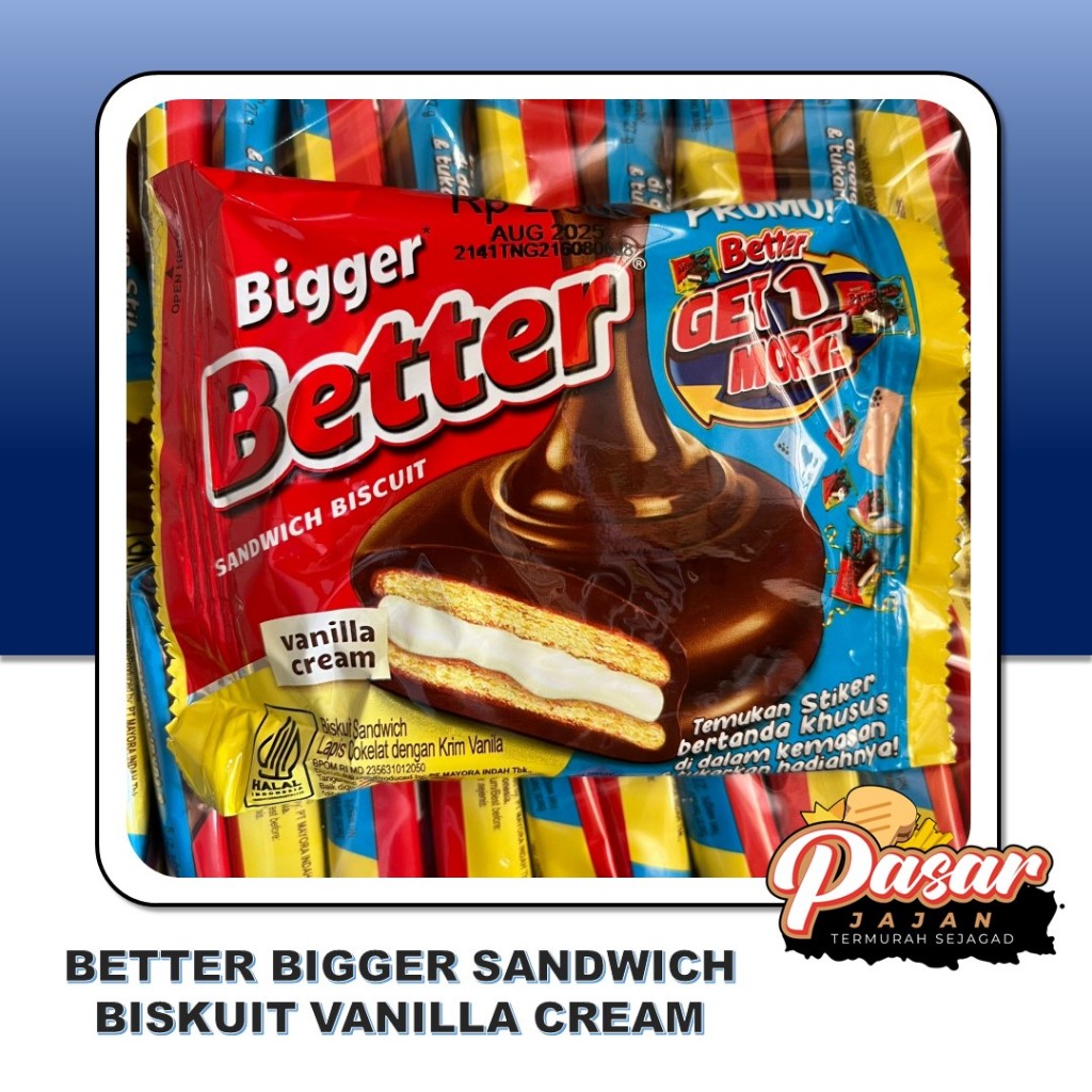 Jual Better Bigger Sandwich Biskuit Vanilla Cream Isi 10pcs x 27gr | Shopee Indonesia