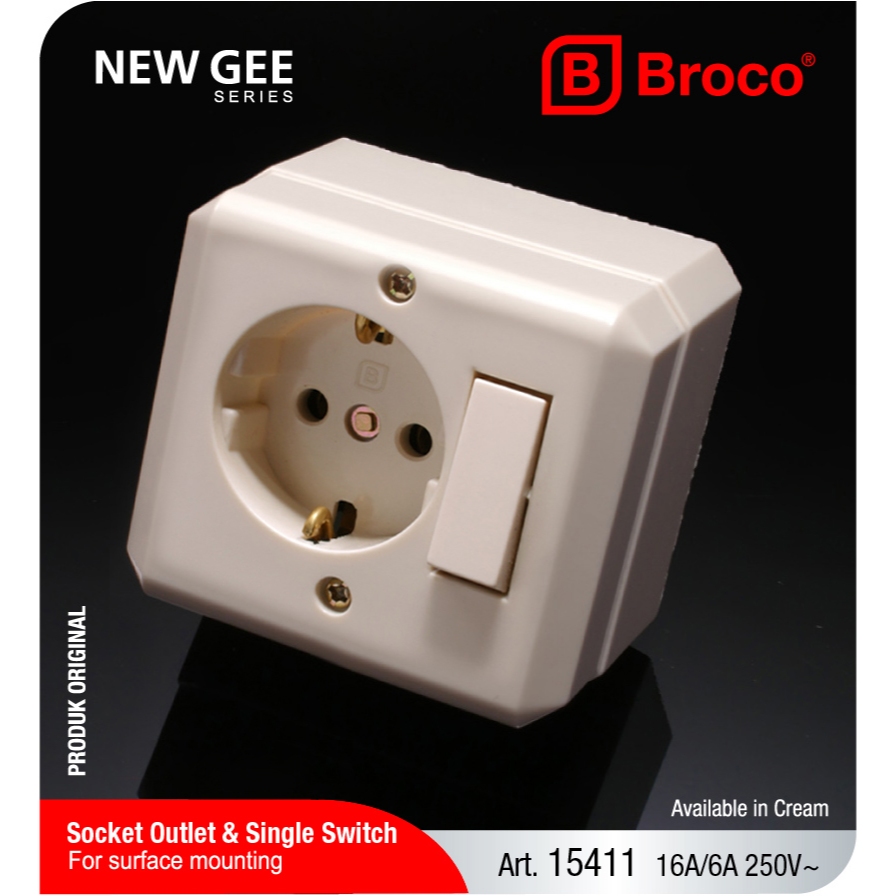 Jual Broco Electrical Socket Outlet and Single Switch Outbow Cream ...