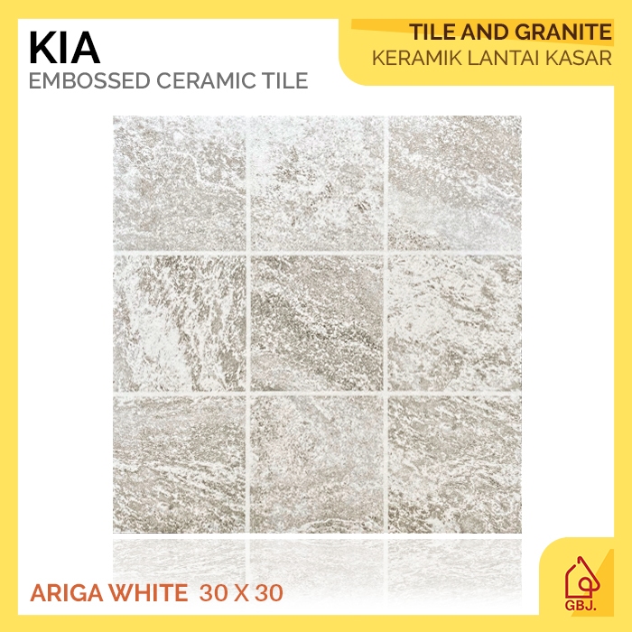 Jual KERAMIK KIA 30 X 30 ARIGA WHITE / KERAMIK LANTAI HIAS KASAR EMBOSSED TIMBUL / KERAMIK TERAS ...