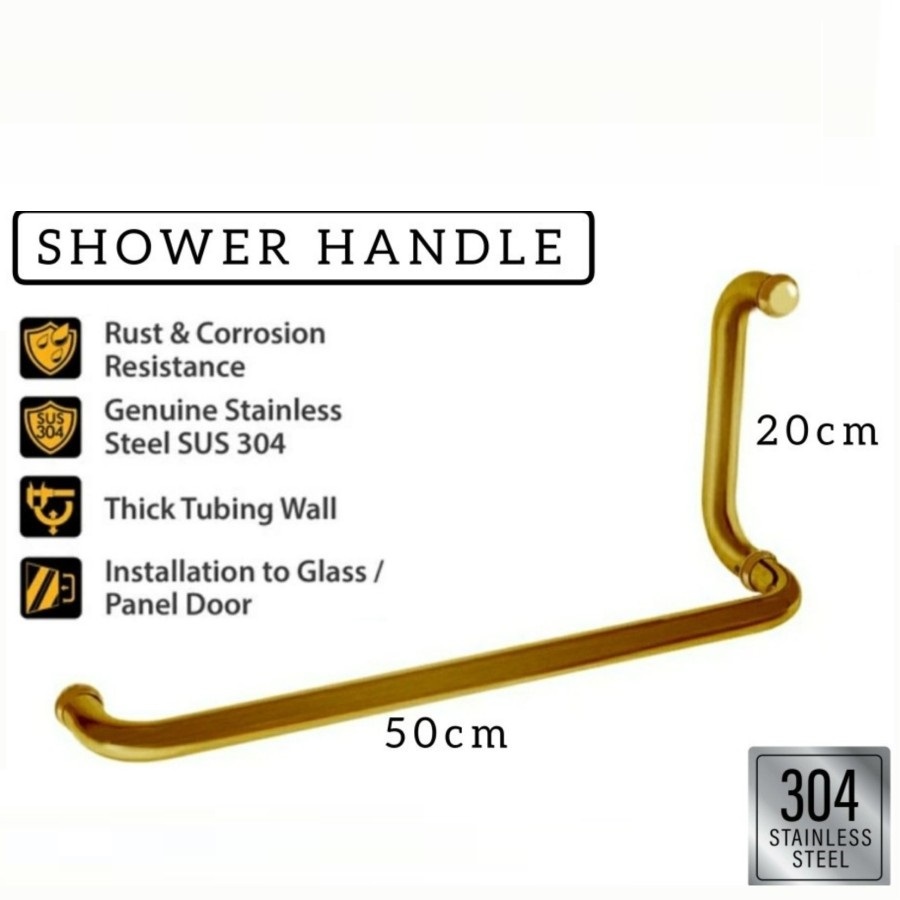 Jual HANDLE SHOWER GOLD PULL HANDLE GOLD GAGANG PINTU KACA KAMAR MANDI ...