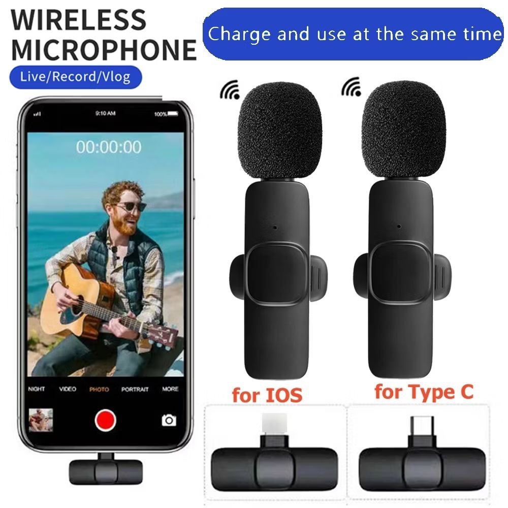 Jual Ba* MIC CLIP ON WIRELESS K8 PORTABLE FOR VLOGGING STREAMING LIVE ...
