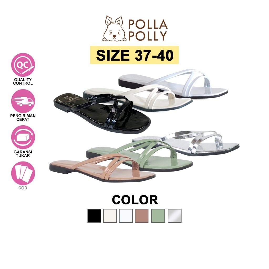Jual Polla Polly X HIKARU - Sandal Flat Wanita Teplek Minimalis Santai ...
