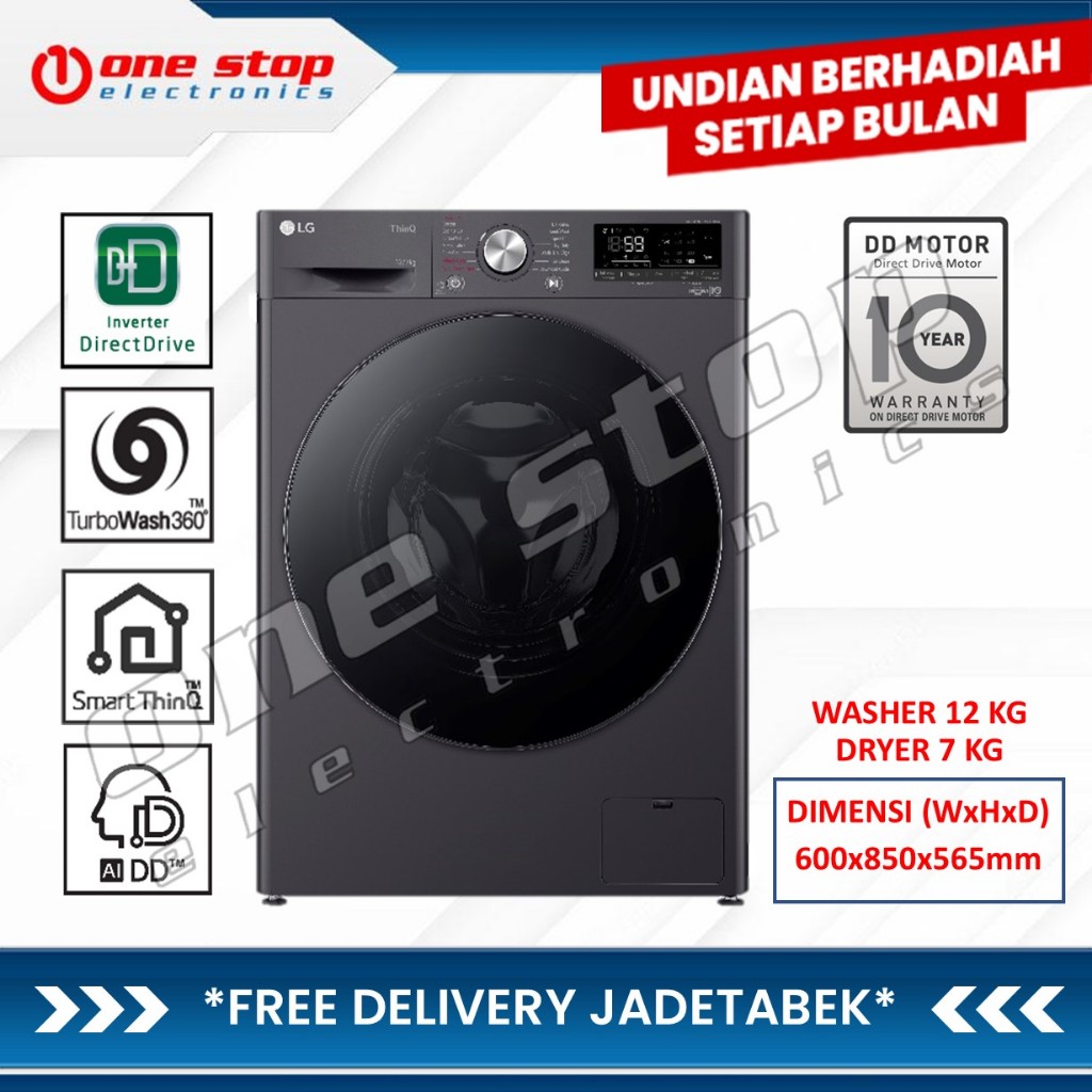 Jual LG FV1412D4M Mesin Cuci & Dryer Front Loading 12/7 Kg - Inverter ...