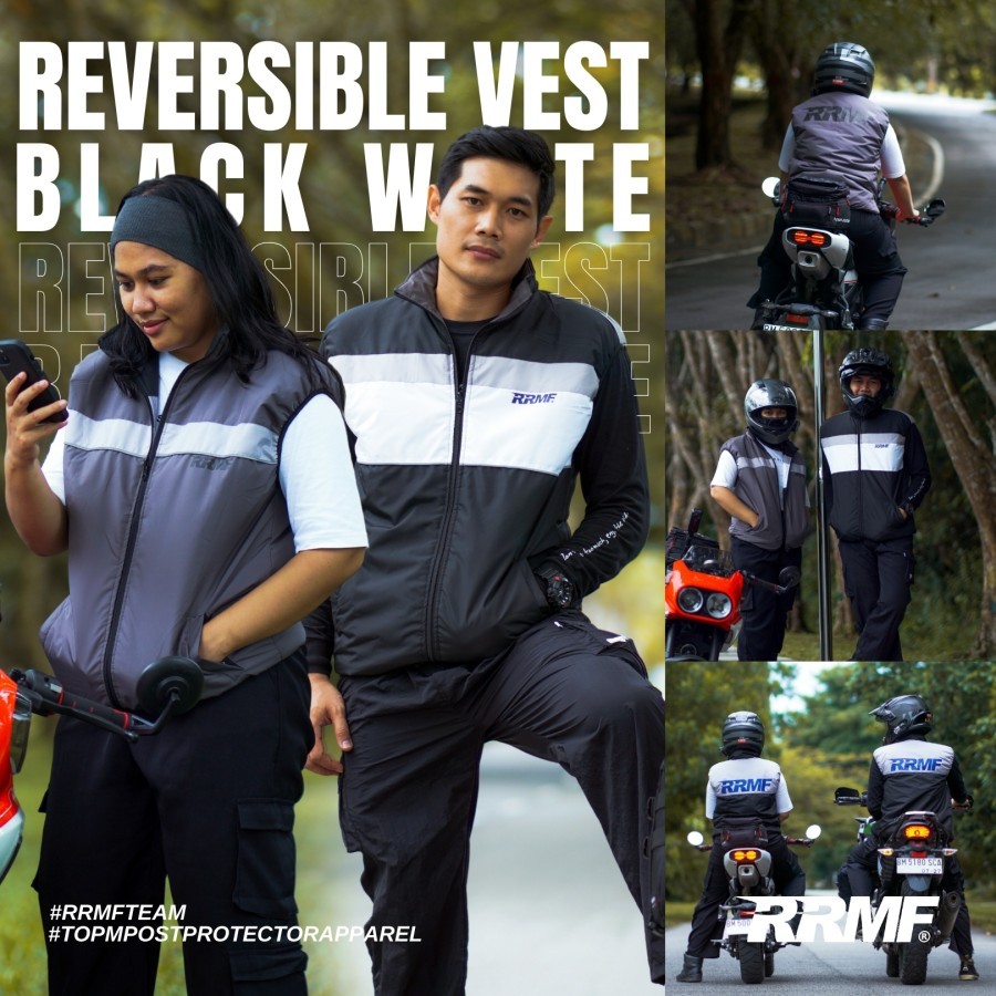 Jual RRMF Official Vest Reversable Black White New Rompi Pria | Shopee ...
