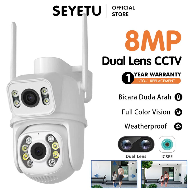 Jual SEYETU 8MP CCTV WiFi Outdoor Dual Lens 360° PTZ IP Camera CCTV ...