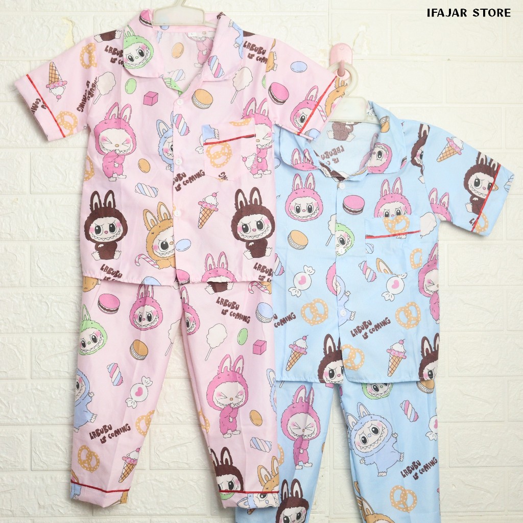 Jual Baju Tidur Piyama Anak Motif "LABUBU" Katun Polymicro (Usia 1-11 ...