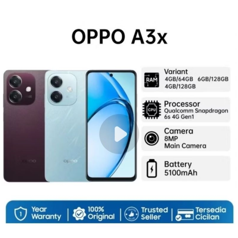 Jual OPPO A3X 4/64GB - NEBULA RED | Shopee Indonesia