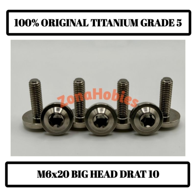 Jual Baut Titanium gr5 M6x20 Big Head drat 10 HARGA SATUAN | Shopee ...