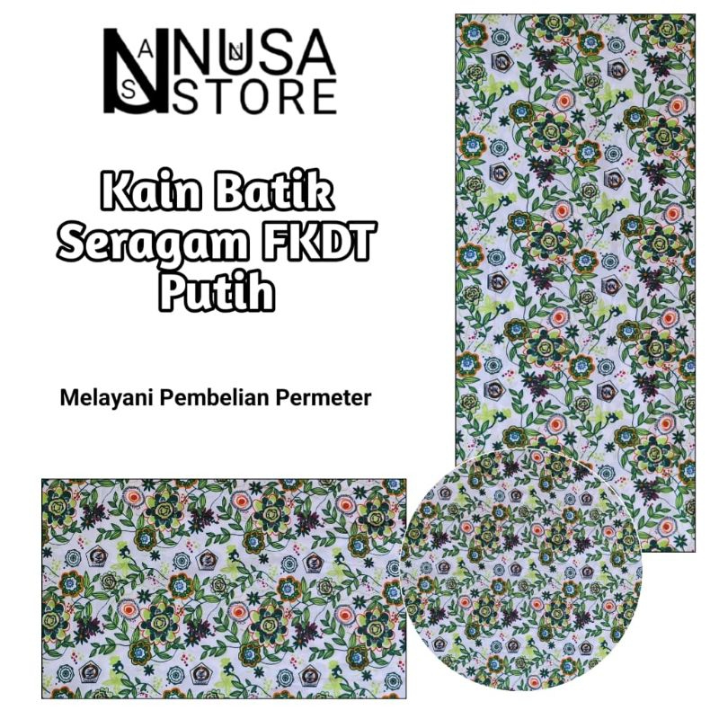 Jual Kain Batik Seragam FKDT Warna Dasar Putih Meteran | Shopee Indonesia