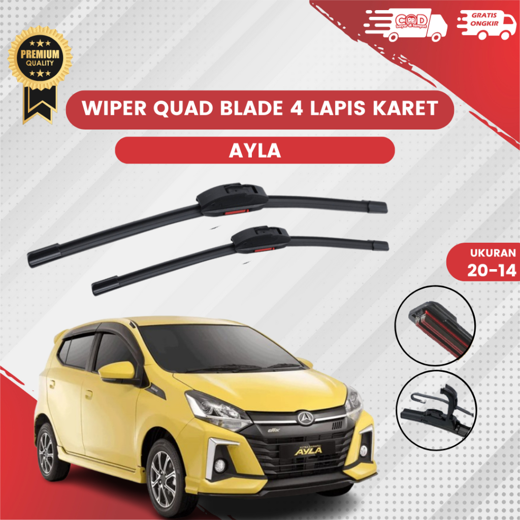 Jual Wiper Quad Blade 4 Lapis Karet untuk Ayla Ukuran 20-14 Inci ...