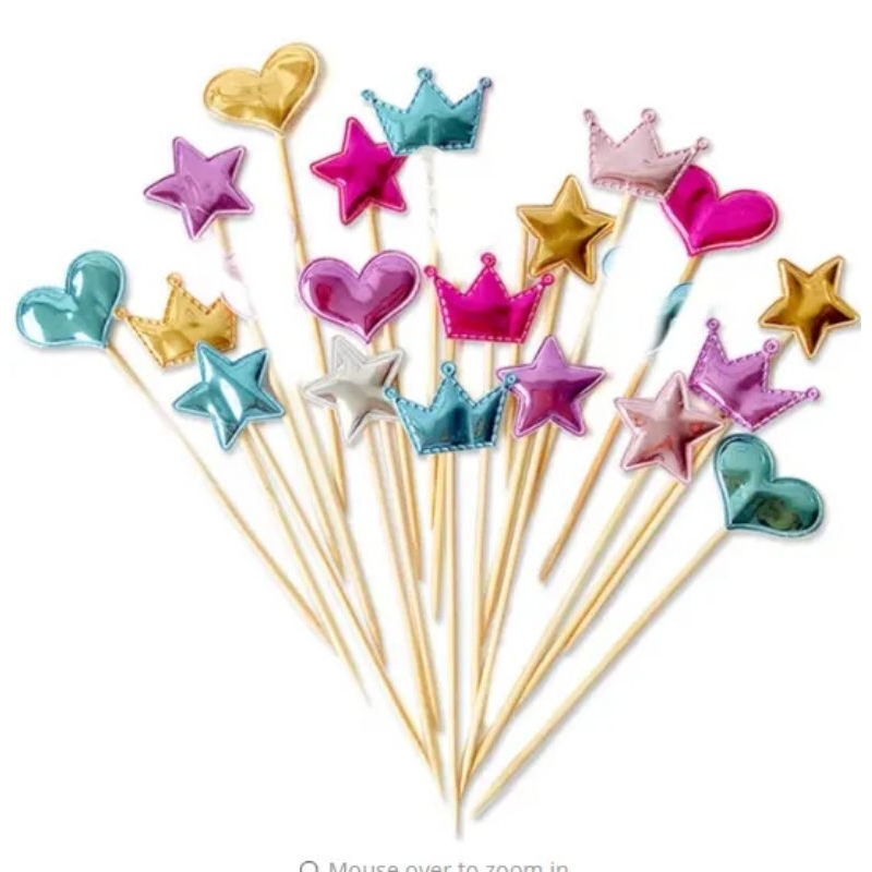 Jual Cake topper tusuk Mahkota Love Bintang Isi 5 Pcs | Shopee Indonesia