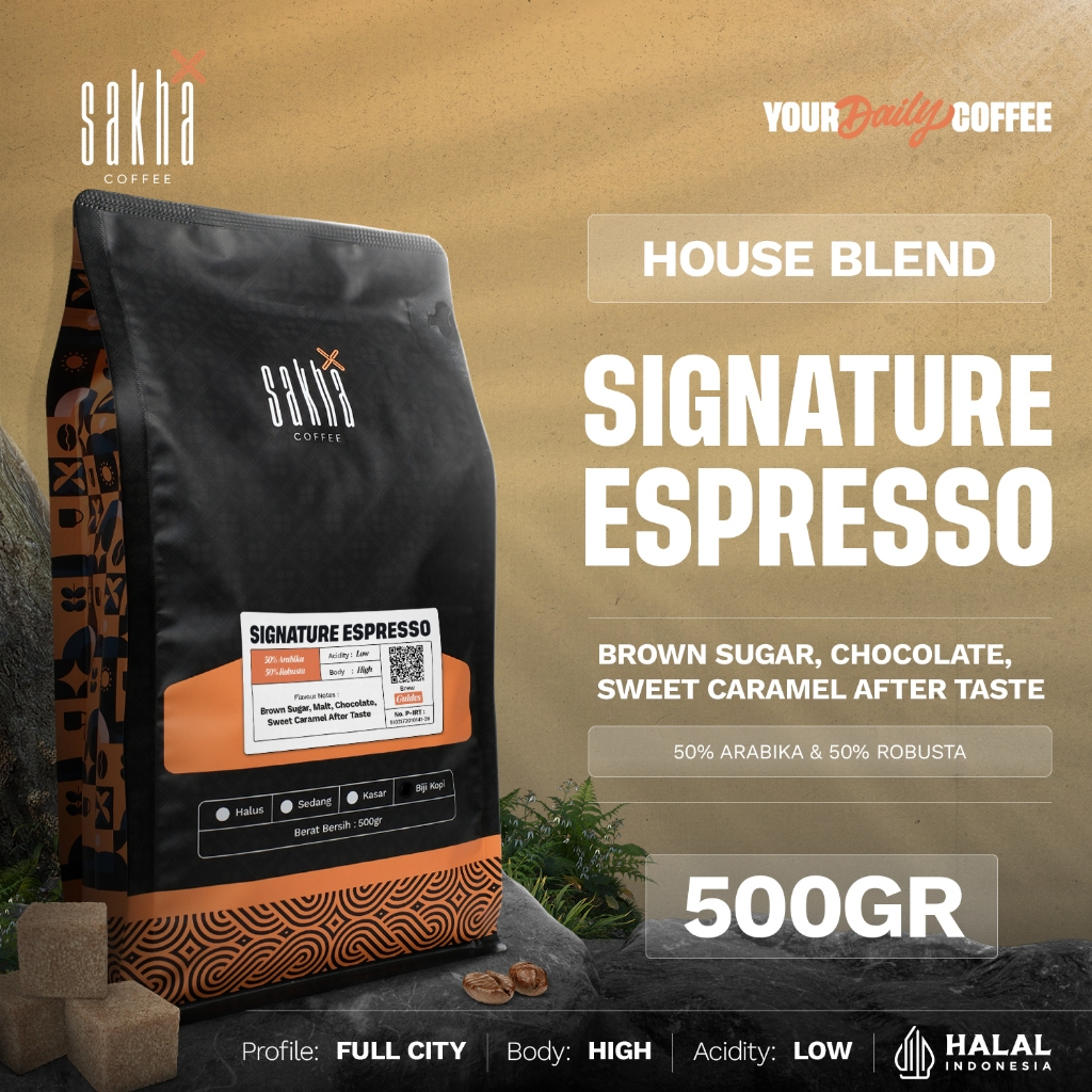 Jual Biji Kopi Bubuk Signature Espresso House Blend 50% Arabika 50% ...