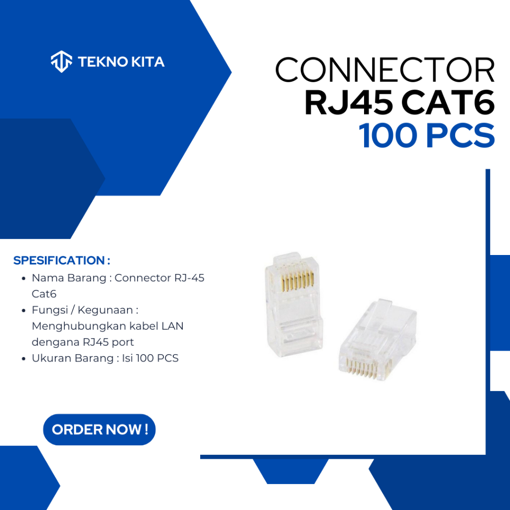 Jual RJ45 CAT6 / CONNECTOR RJ-45 BENING / KONEKTOR RJ45 CAT 6 ...