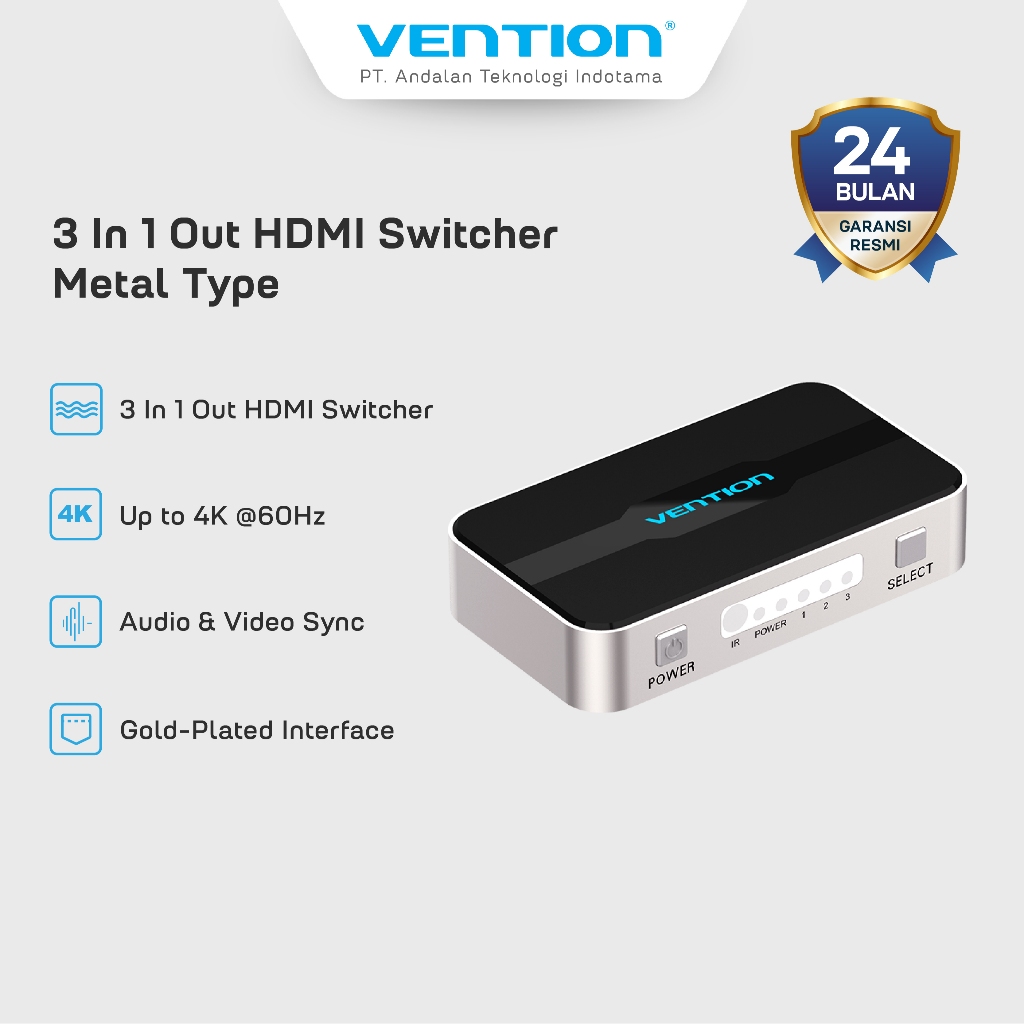 Jual Vention HDMI Switcher 3 in 1 Output 4K@30hz- AFF | Shopee Indonesia