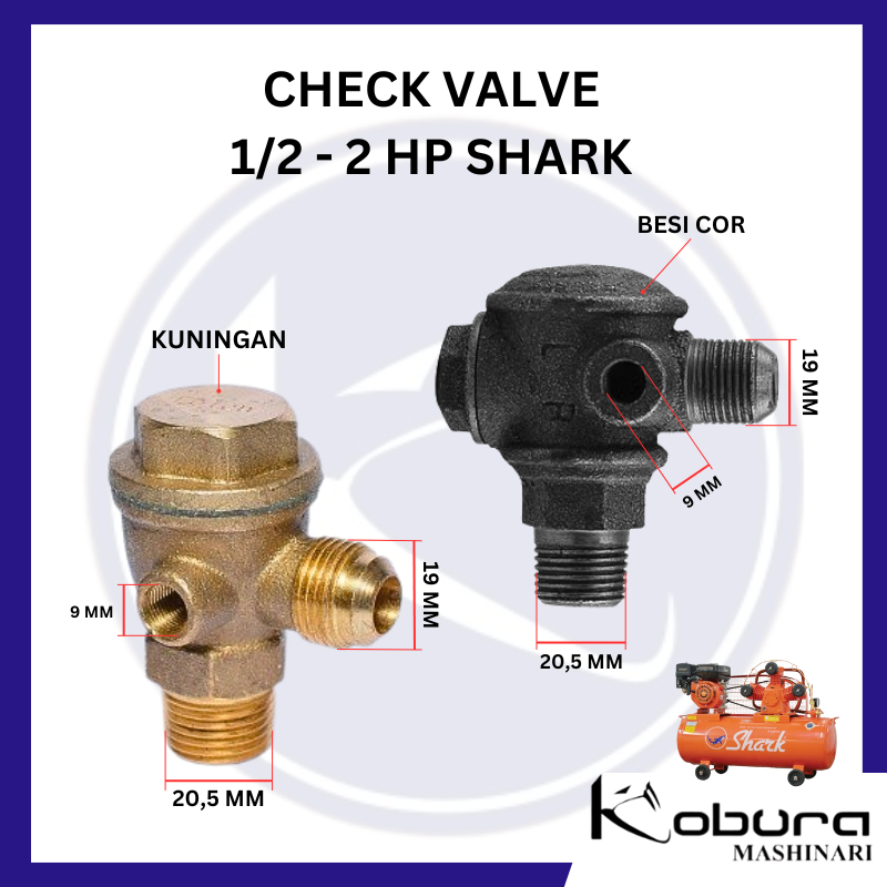 Jual Check Valve 1/2 - 2 HP Shark Bahan Kuningan dan Besi Cor Klep ...