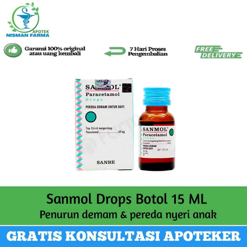 Jual SANMOL PARACETAMOL DROP 15 ML ( PARACETAMOL 120 MG ) / DEMAM ...