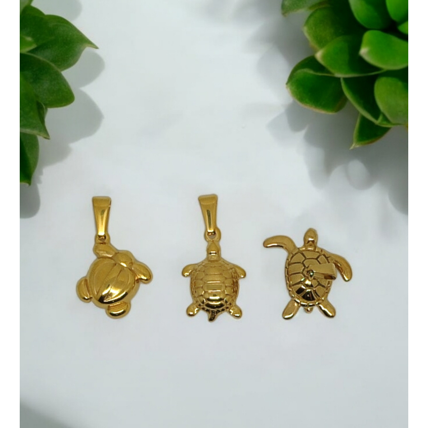 Jual Liontin Titanium Kura Kura Kecil Gold Silver Import Premium Anti ...