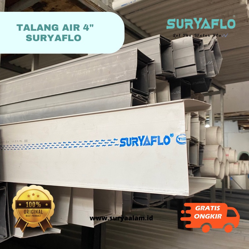 Jual TALANG AIR PVC 4” KOTAK PUTIH | MEREK SURYAFLO TLG | 3,9 METER ...