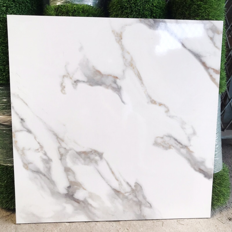 Jual keramik 60x60 putih motif carara (glossy)/ keramik lantai putih carara/ keramik lantai ...