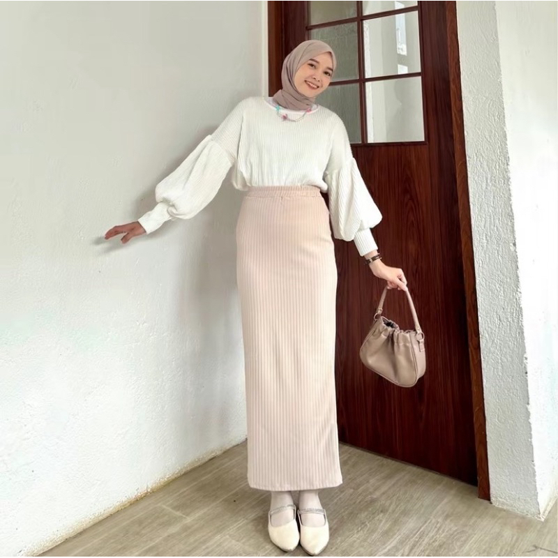 Jual ELEZZA - ROK SPAN RAJUT KNIT HORNET WANITA MAXI SKIRT PREMIUM ...