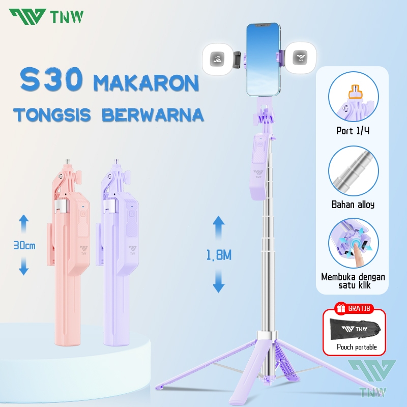 Jual TNW S30 Bluetooth Tongsis Tripod 4 In 1 Selfie Stick Fill Light 1 ...