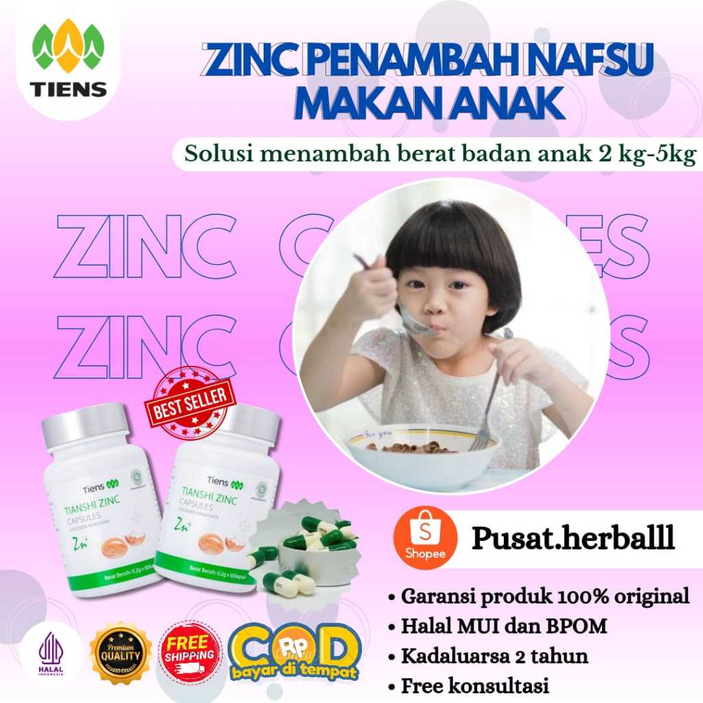 Jual Suplemen Zinc Penambah Nafsu Makan Anak Umur 1 Tahun Keatas dan ...