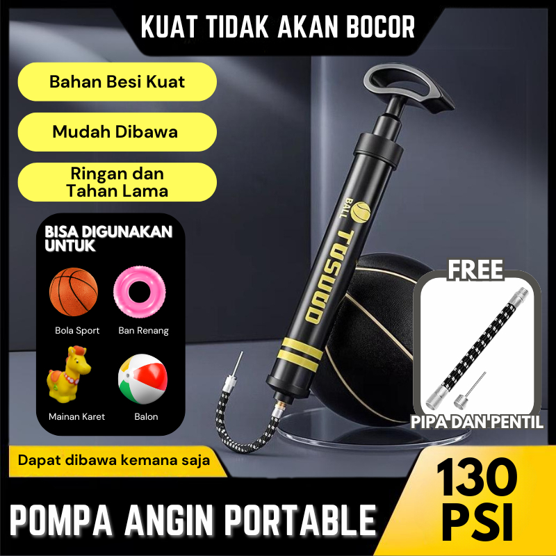 Jual BBAK Pompa Angin Portable 130 PSI Pompa Bola Sepak Basket Voli ...